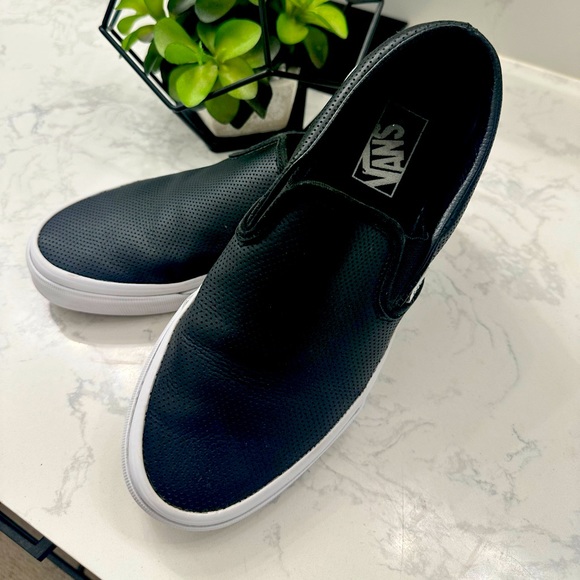 Vans | Shoes | Perforated Black Leather Vans | Poshmark